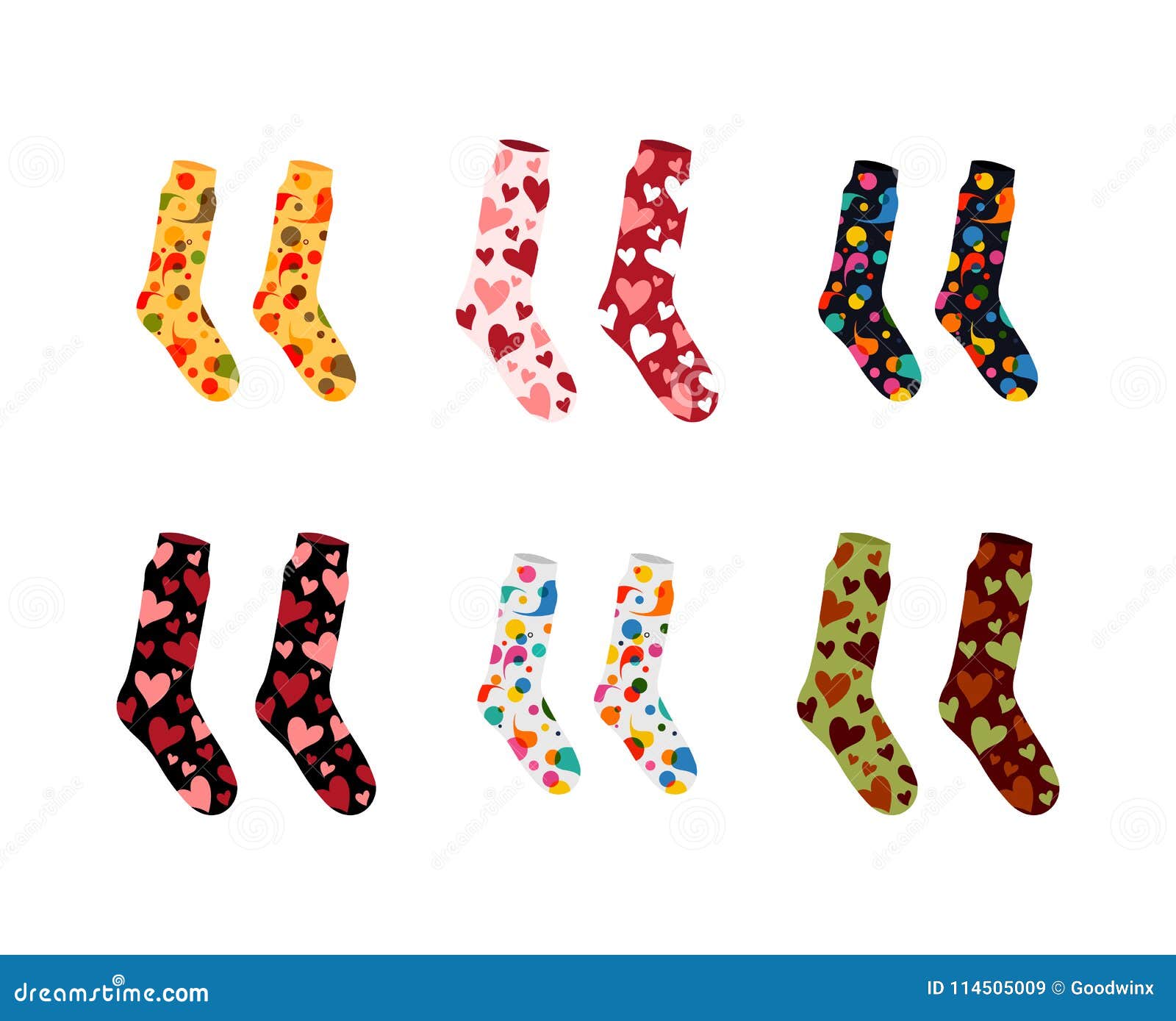 Set of Vector Socks of Different Color Textures and Patterns Stock ...