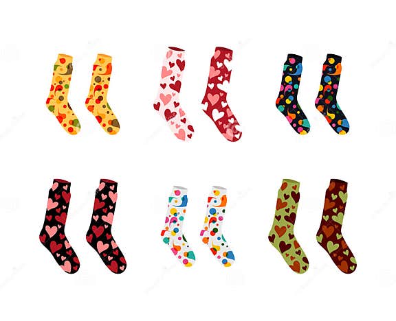 Set of Vector Socks of Different Color Textures and Patterns Stock ...