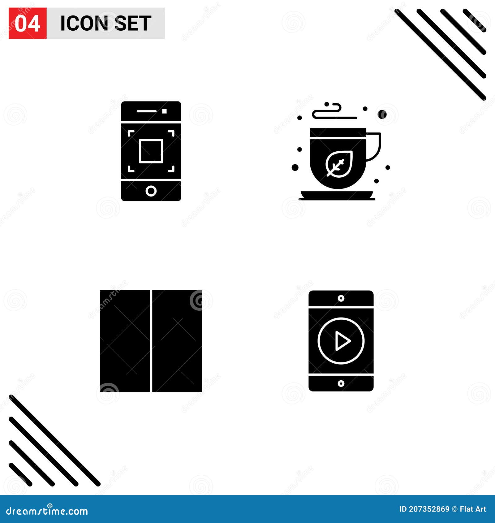 4 Thematic Vector Solid Glyphs and Editable Symbols of Camera ...