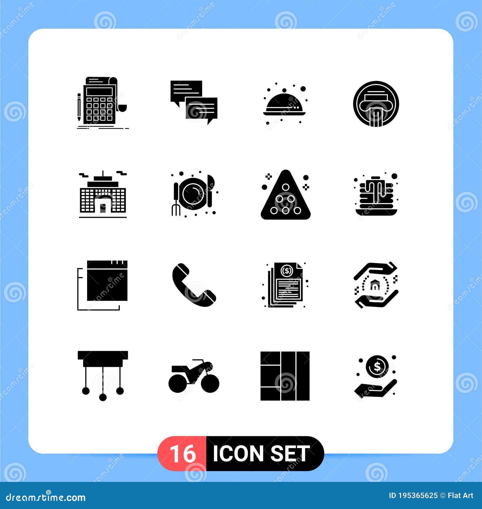 Set of 16 Vector Solid Glyphs on Grid for Decoration, Architecture ...