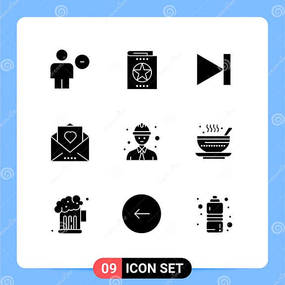 Stock Vector Icon Pack of 9 Line Signs and Symbols for Mail, Love ...