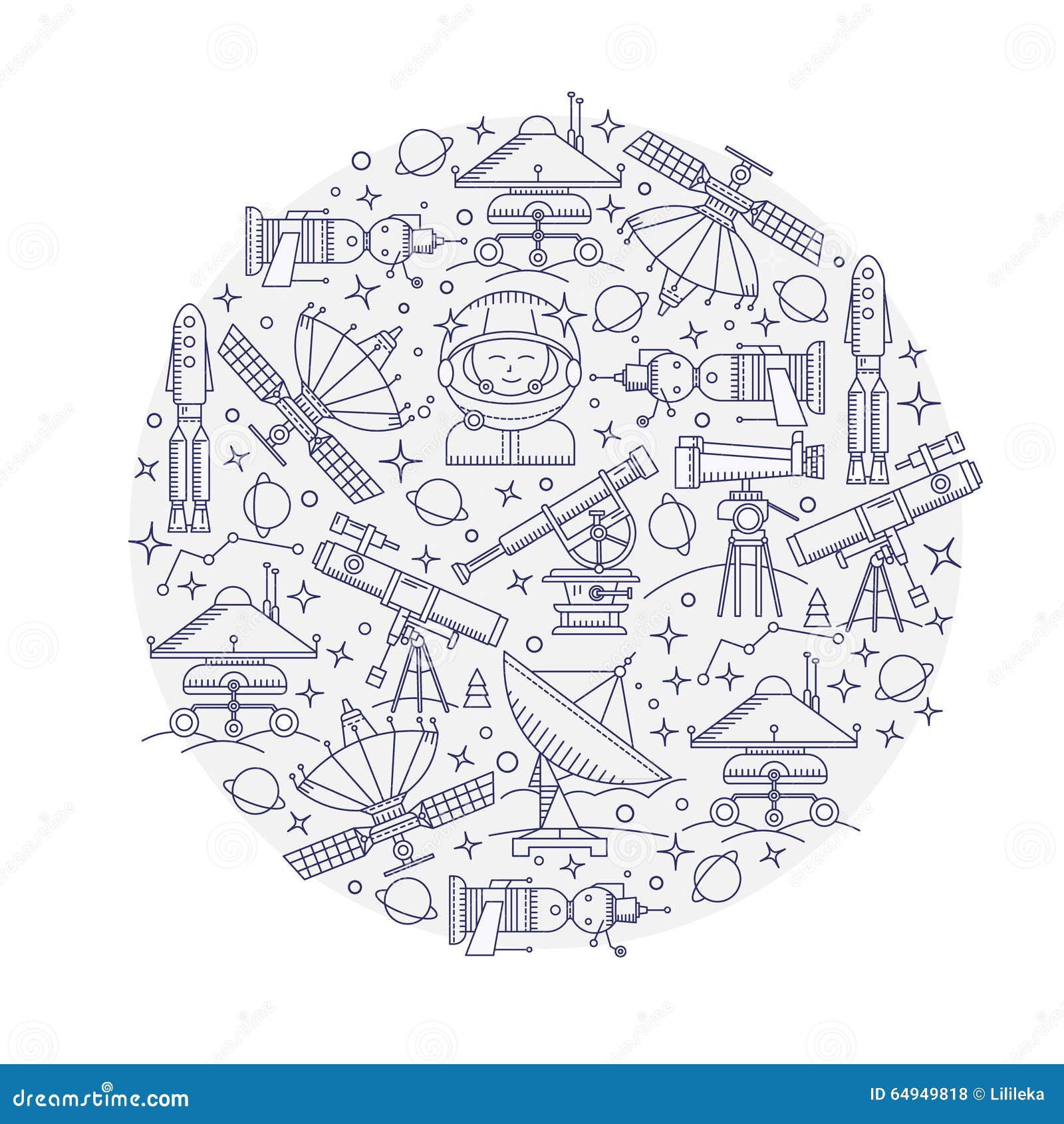 Set of Vector Space in the Circle Icon Stock Illustration ...