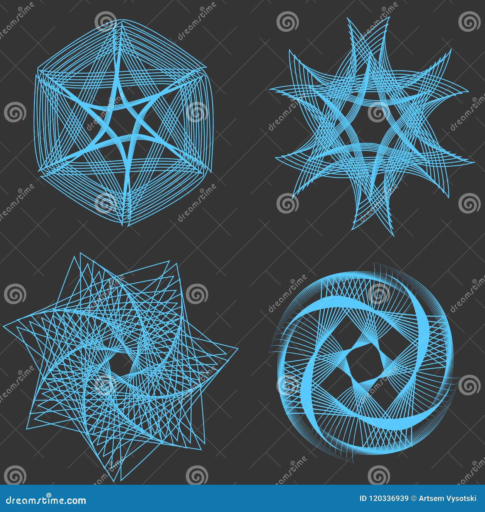Set of Vector Spirograph Multipurpose Elements Stock Vector ...