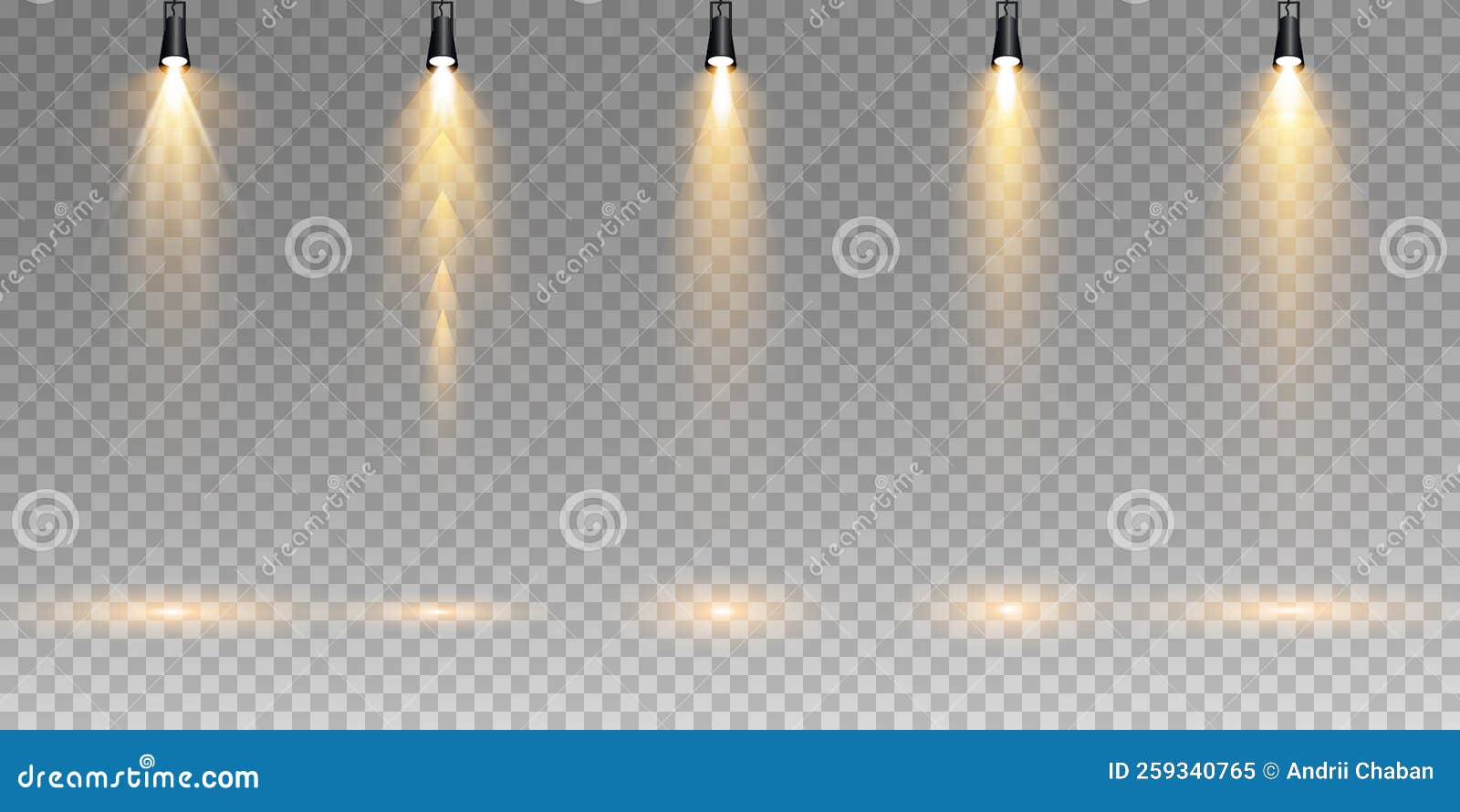 Set of Vector Spotlights. Various Forms of Light. Stage Spotlights ...
