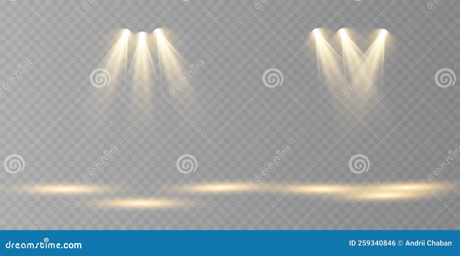 Set of Vector Spotlights. Various Forms of Light. Stage Spotlights ...