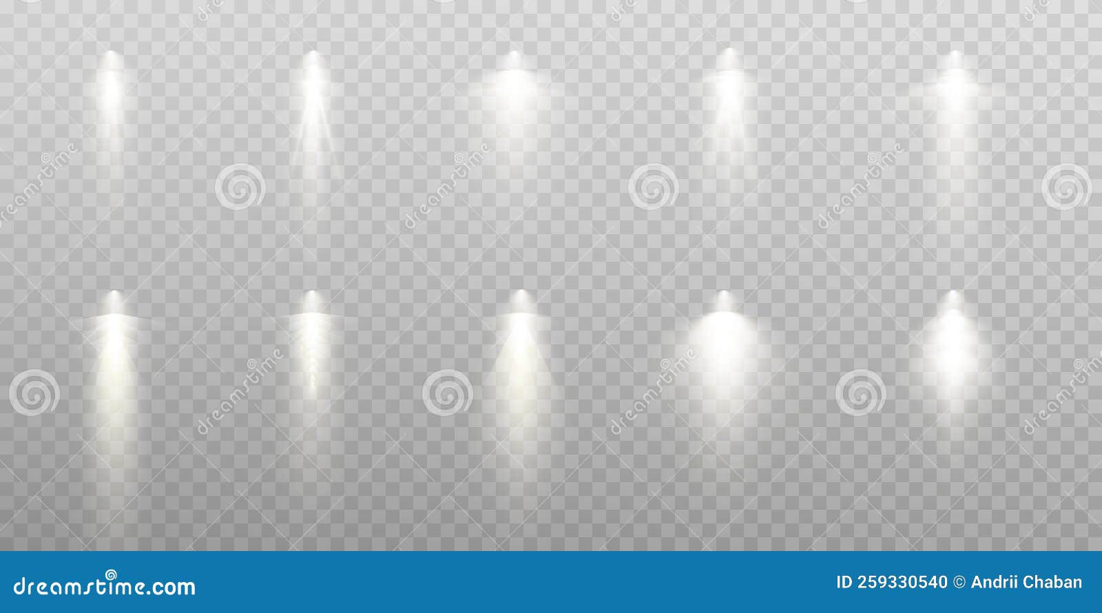 Set of Vector Spotlights. Various Forms of Light. Stage Spotlights ...