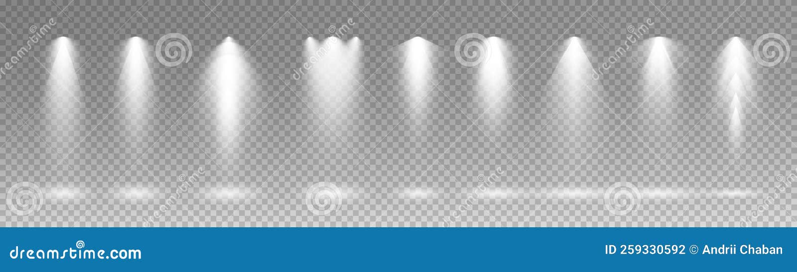 Set of Vector Spotlights. Various Forms of Light. Stage Spotlights ...