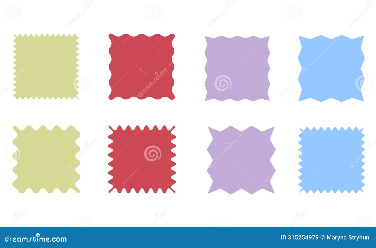 Set of Vector Squares, Icons Stickers, Smooth and Sharp Edges, Colored ...