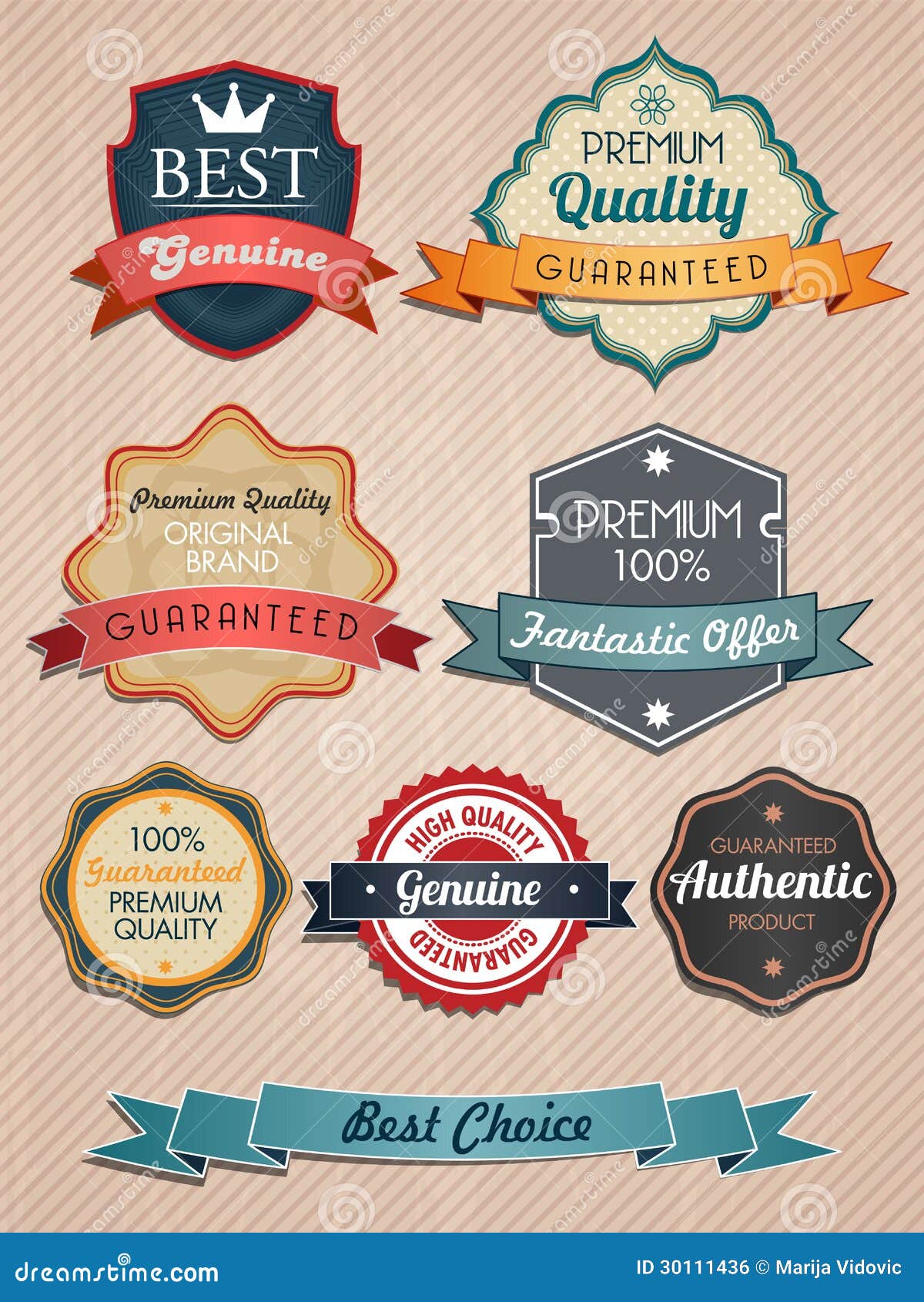 Set of vector stickers stock vector. Illustration of premium - 30111436