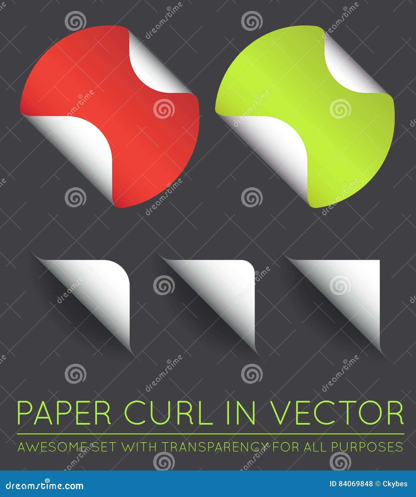 Set of Vector Stickers with Paper Curl Stock Vector - Illustration of ...