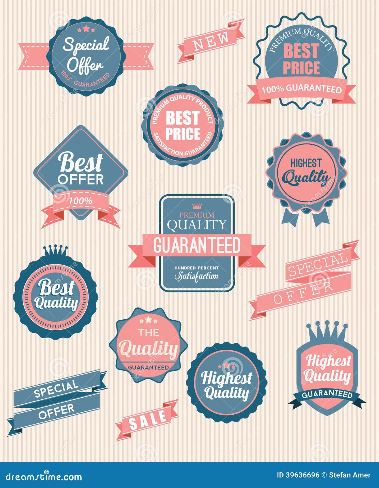 Set of Vector Stickers and Ribbons Stock Vector - Illustration of ...