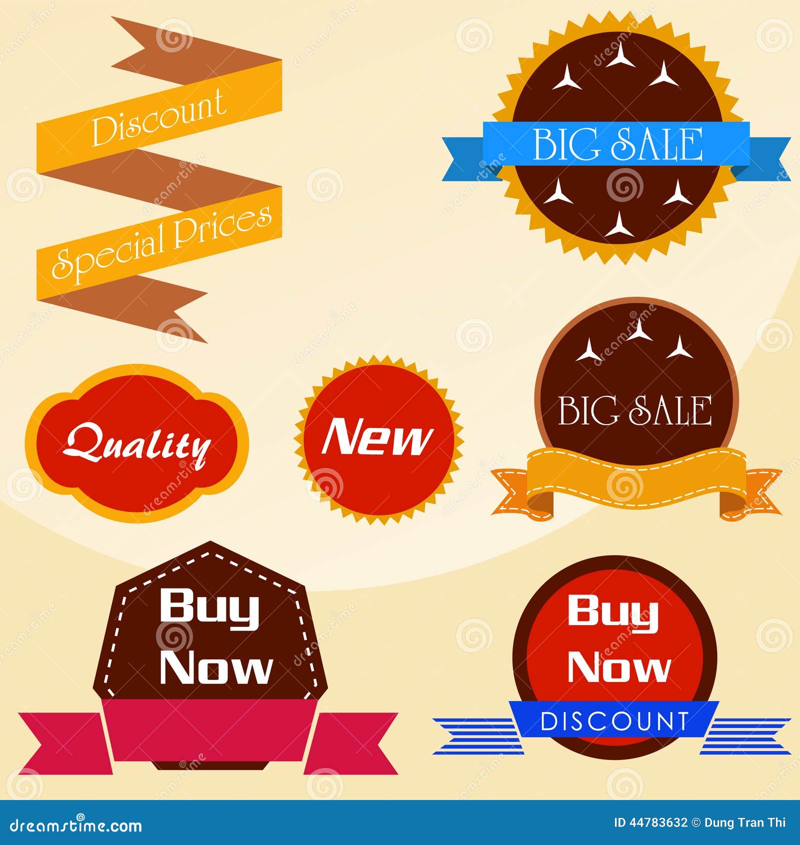 Set of Vector Stickers and Ribbons Stock Vector - Illustration of ...