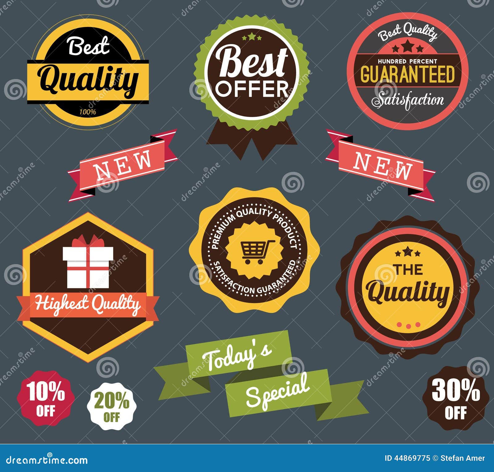 Set of Vector Stickers and Ribbons Stock Vector - Illustration of ...