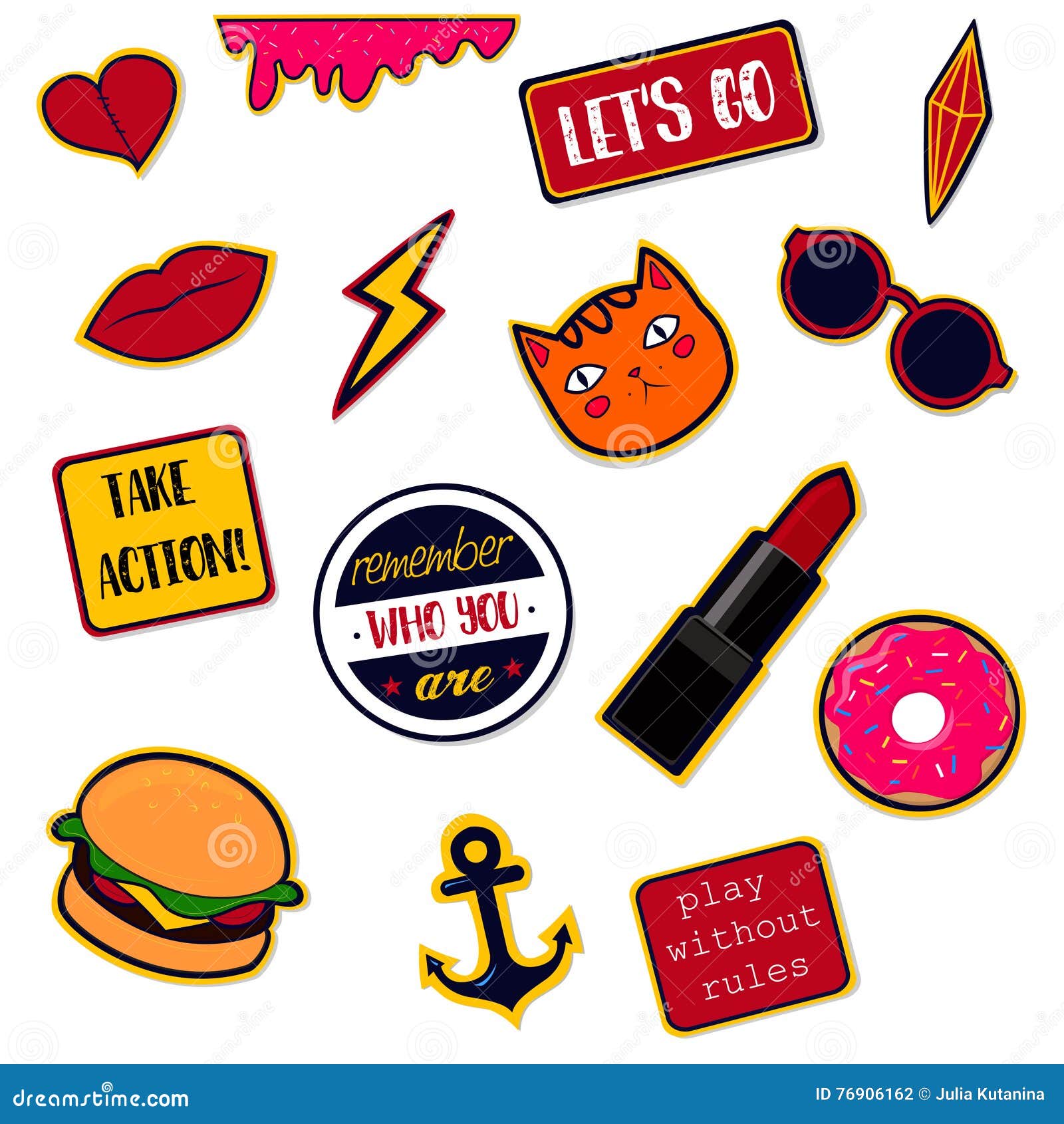 Set Vector Stickers for T-shirt, Design, Textile Stock Vector ...