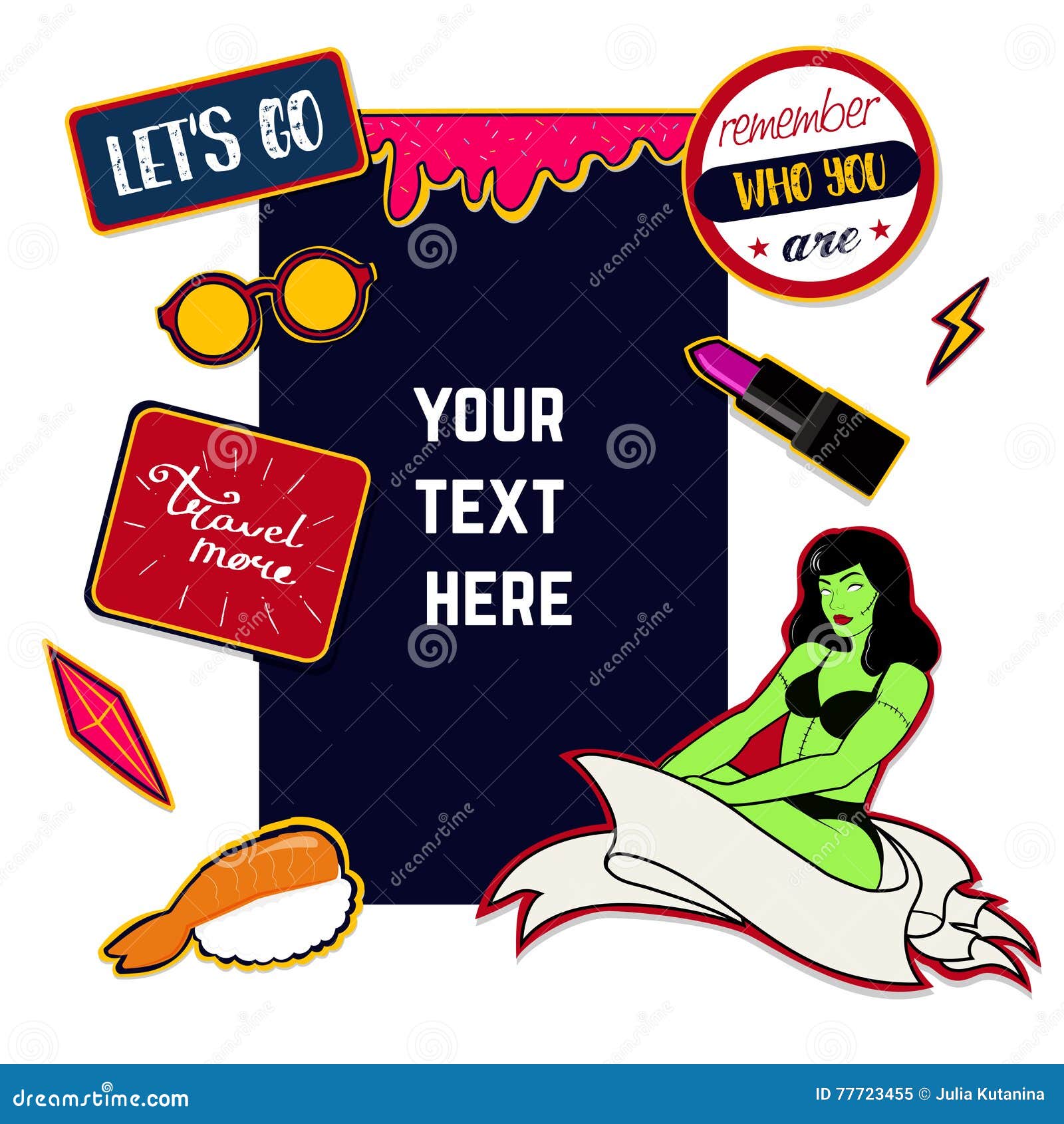 Set Vector Stickers for T-shirt, Design, Textile Stock Vector ...