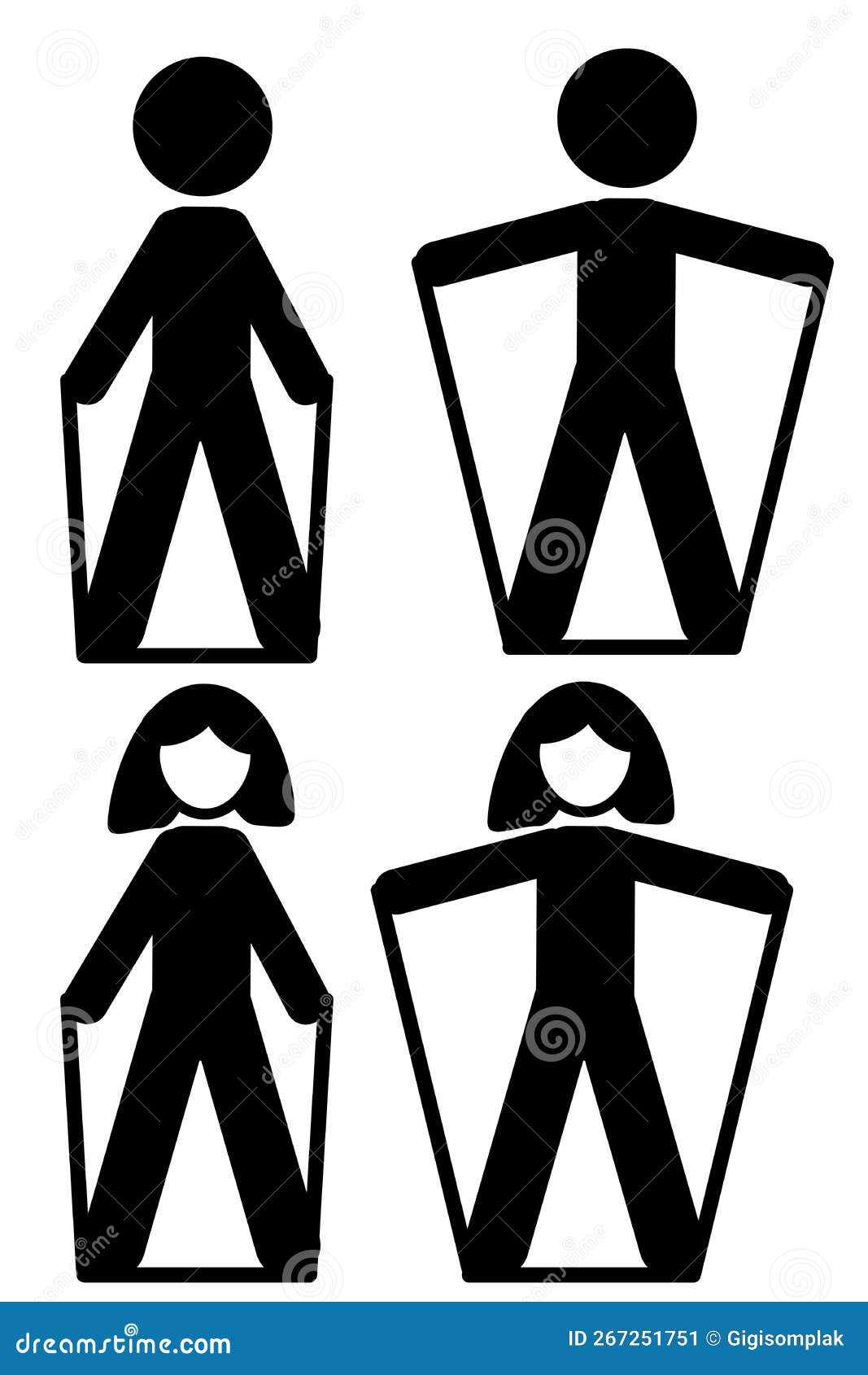 Set 4 Vector Stickman Man Woman, Lateral Raise Exercise Using ...