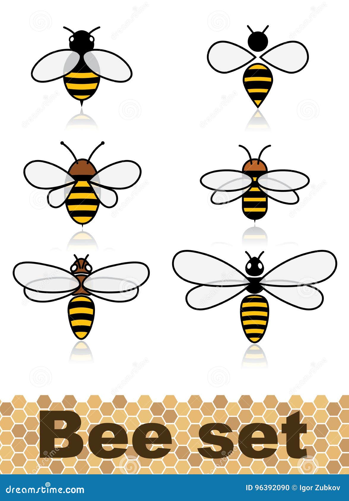 Set of Vector Stylized Bees. Collection of Logos with a Honey Bee ...