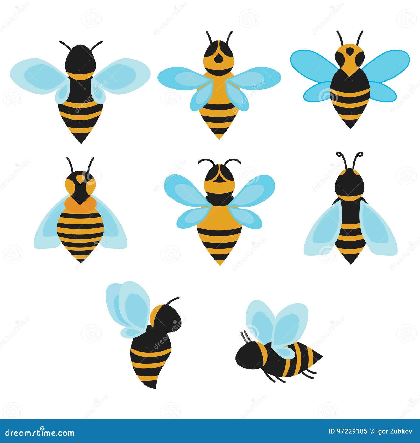 Set of Vector Stylized Bees. Collection of Logos with a Honey Bee ...