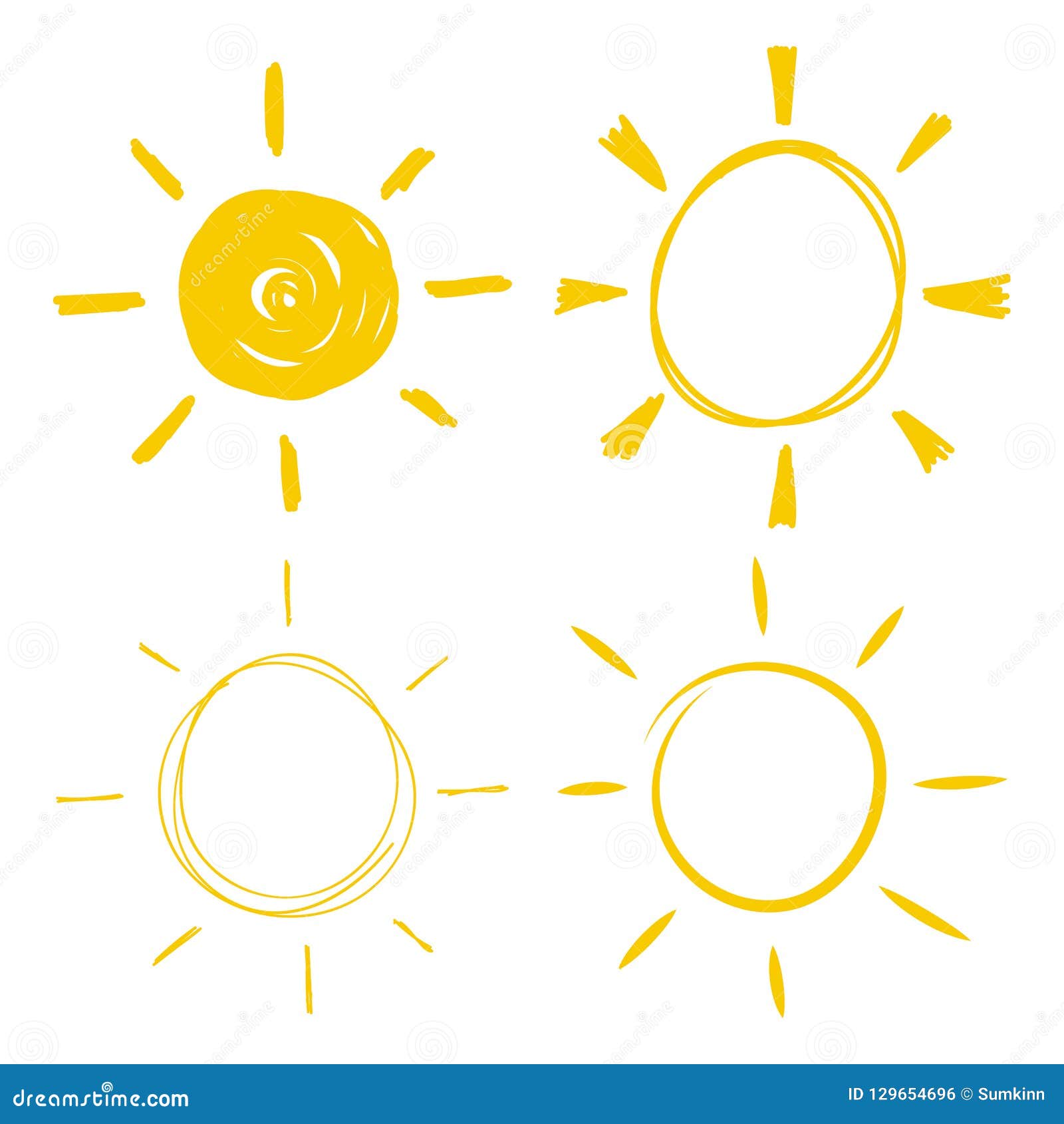 Set of vector sun. stock vector. Illustration of draw - 129654696