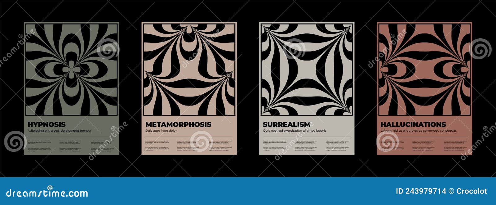 Set of Vector Surreal Posters with Optical Illusions Stock Vector ...