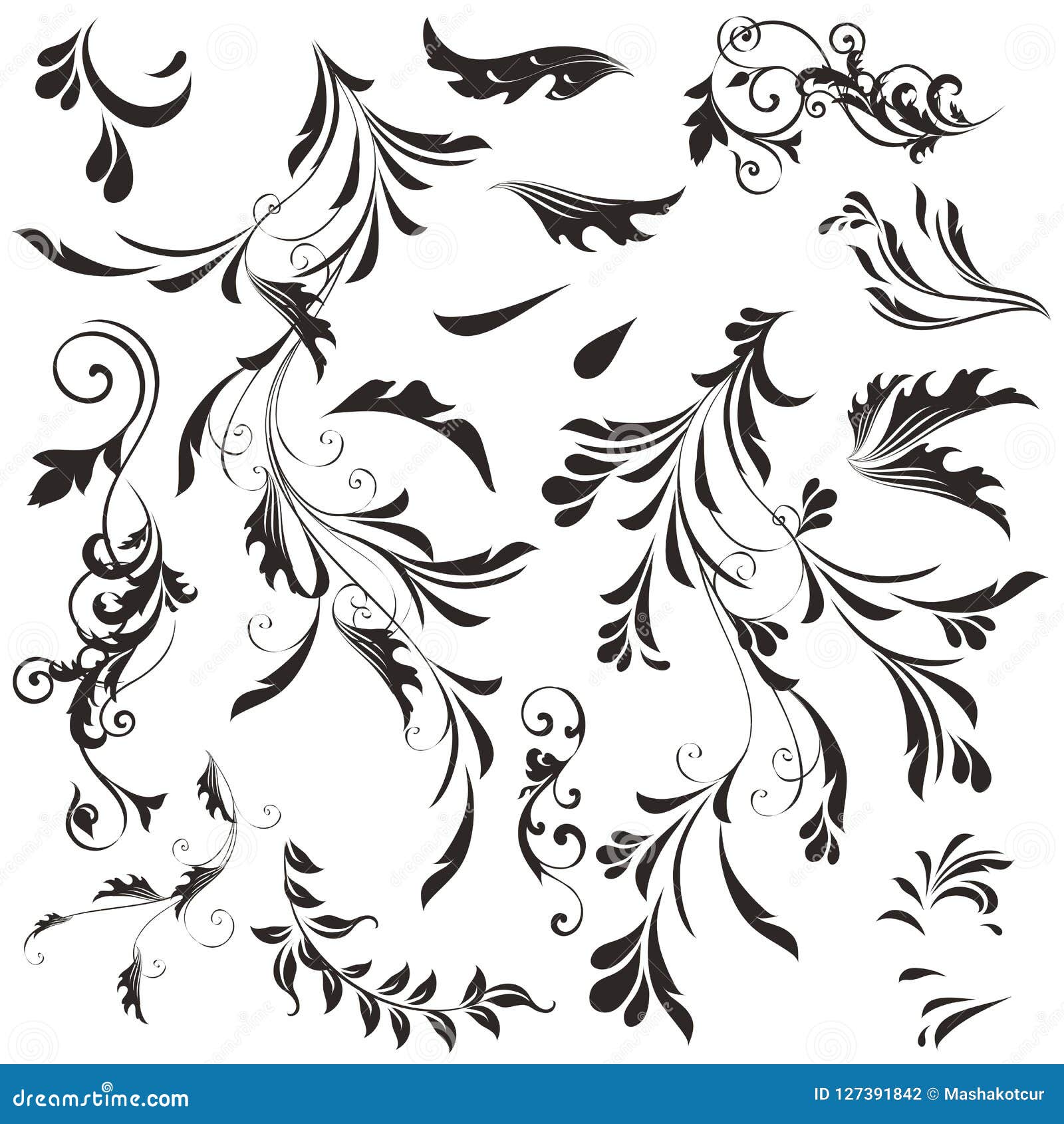 Set of Vector Swirls for Design Stock Vector - Illustration of label ...