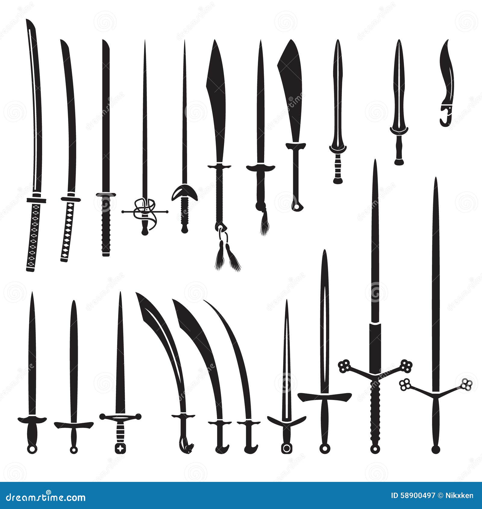 Set of vector swords stock vector. Illustration of japanese - 58900497