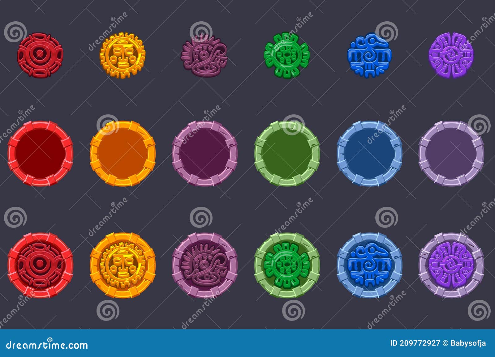 Set of Vector Symbol Aztecs Maya Culture. Stock Vector - Illustration ...