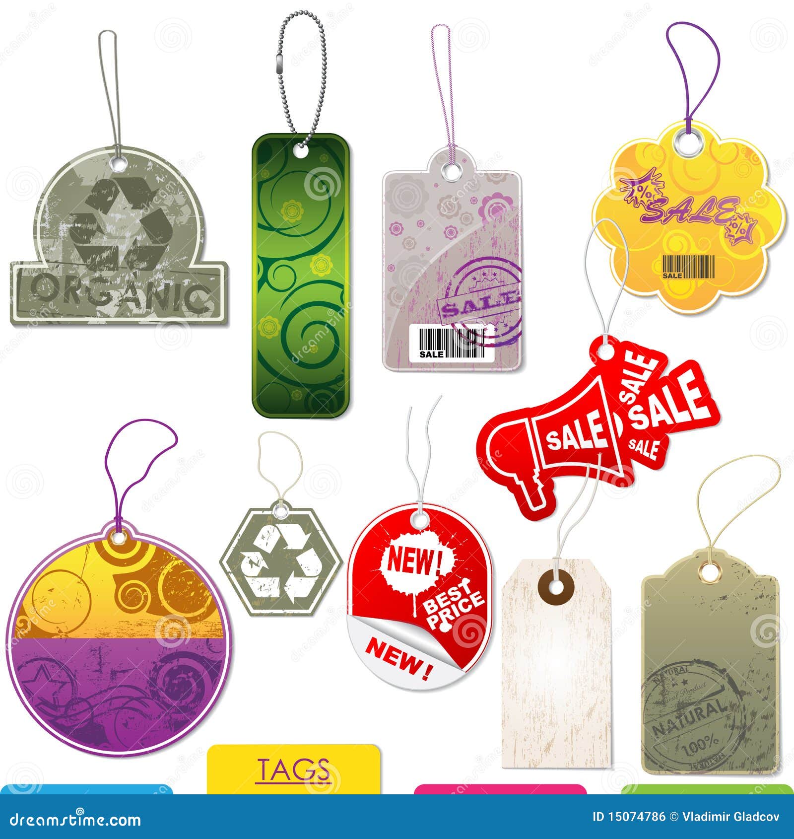 Set of vector tags stock vector. Illustration of blank - 15074786