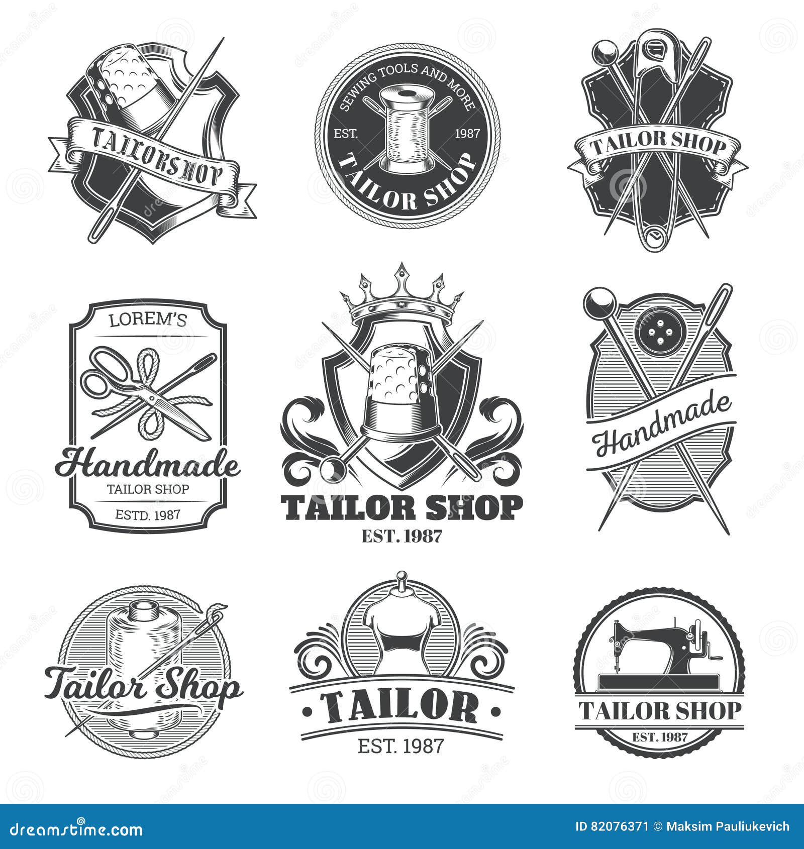 Set of Vector Tailor Emblem, Signage Stock Vector - Illustration of ...