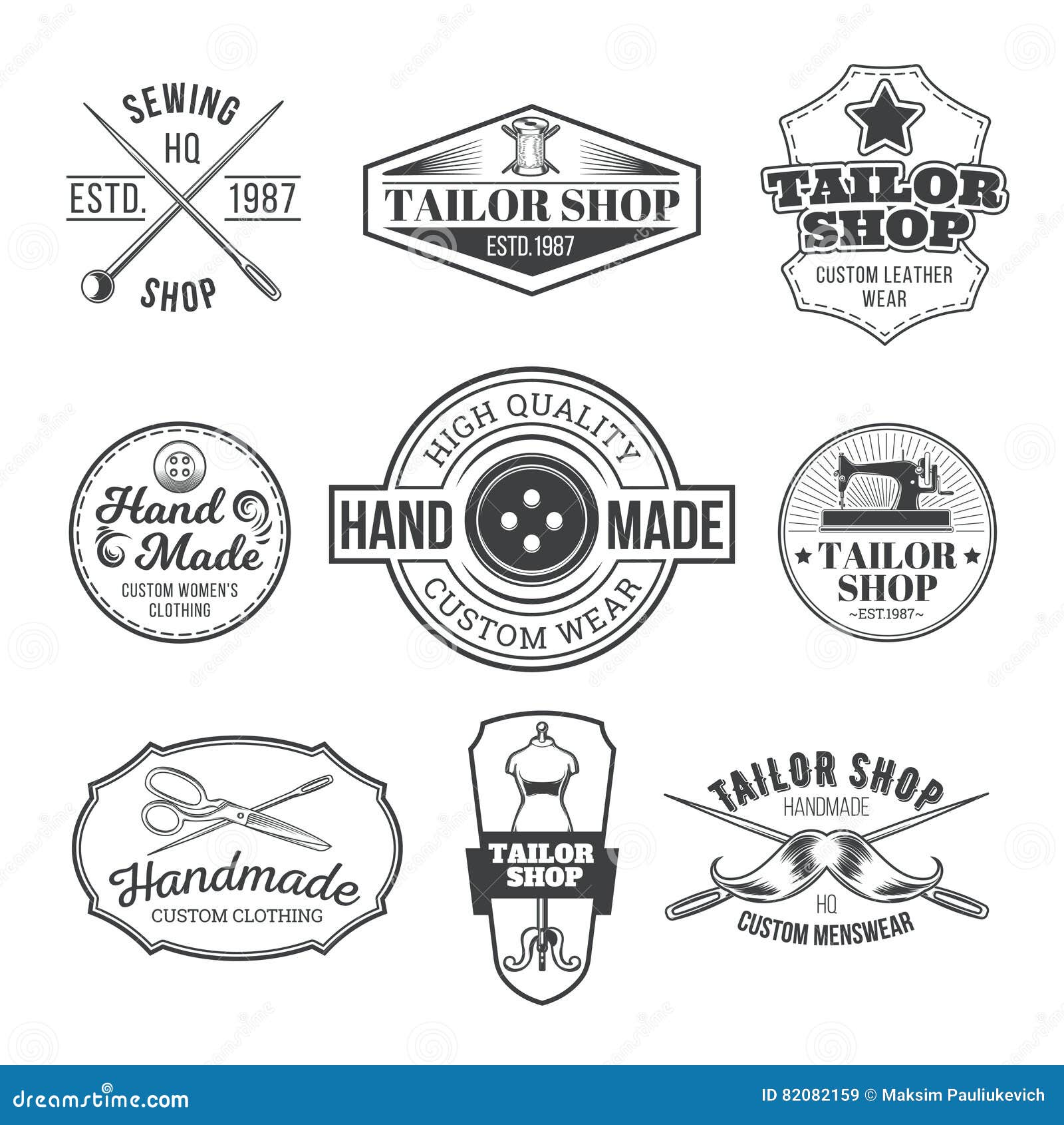 Set of Vector Tailor Emblem, Signage Stock Vector - Illustration of ...