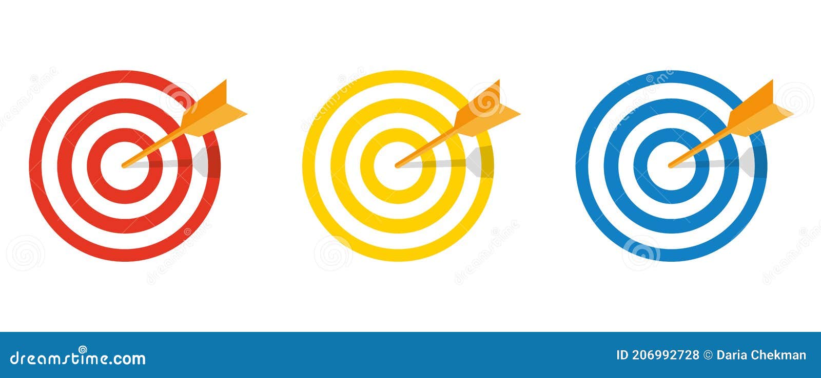 Set of Vector Targets on a White Background. Red, Blue, Yellow Sight ...