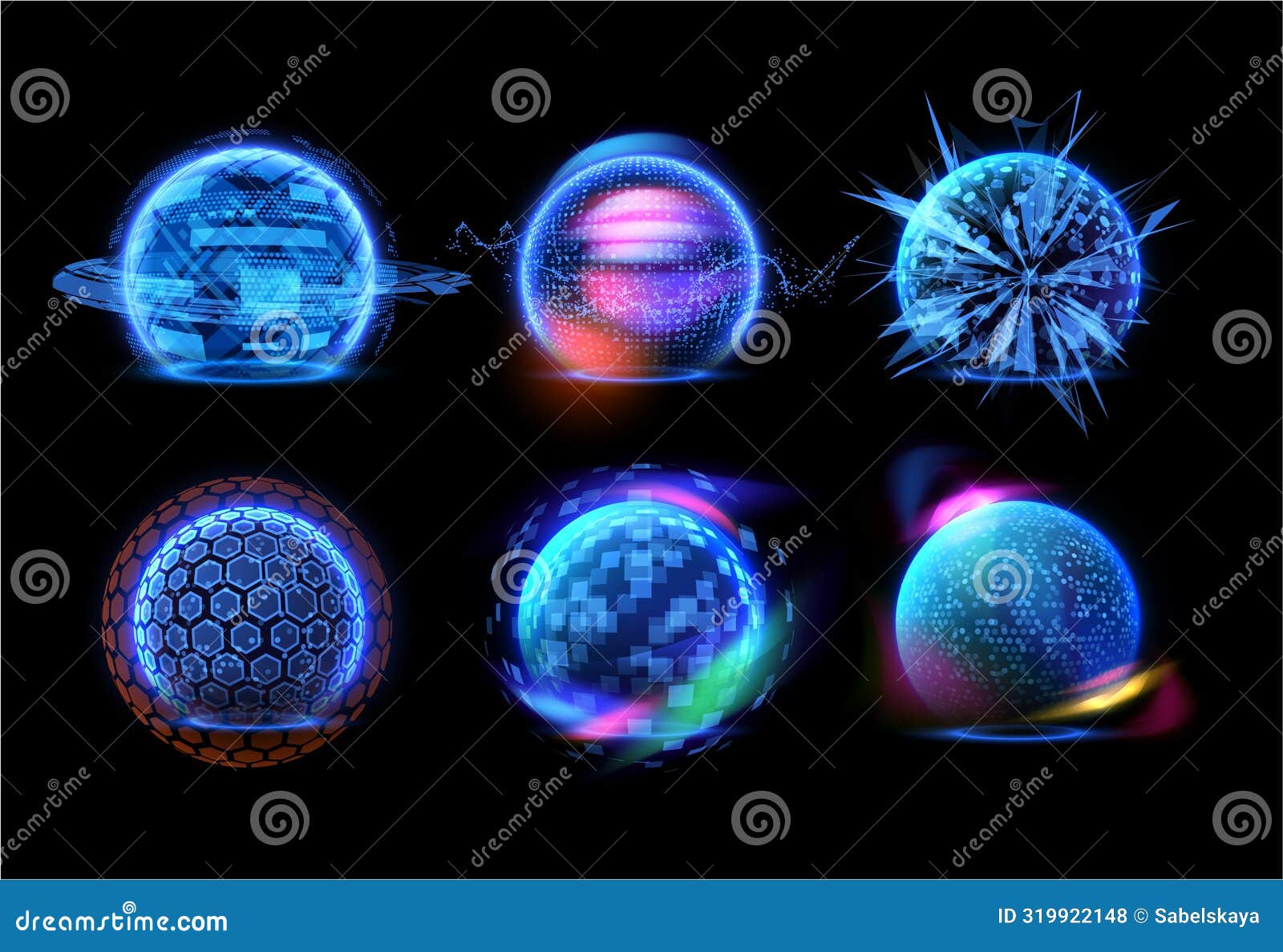 A Set of Vector Technological Shields with an Energy Grid Design on a ...