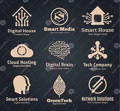 Set of Vector Technology, Network and Computer Science Logo Stock ...