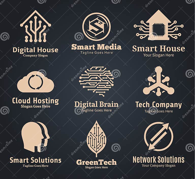 Set of Vector Technology, Network and Computer Science Logo Stock ...