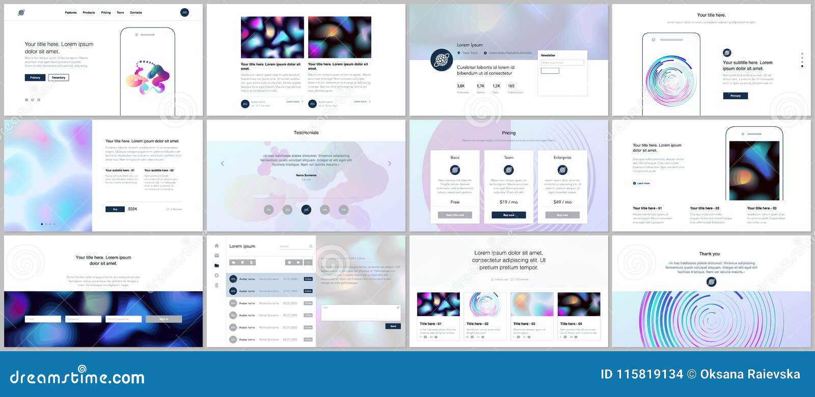 Vector Templates with Geometric Patterns, Gradient, Fluid Shapes for ...