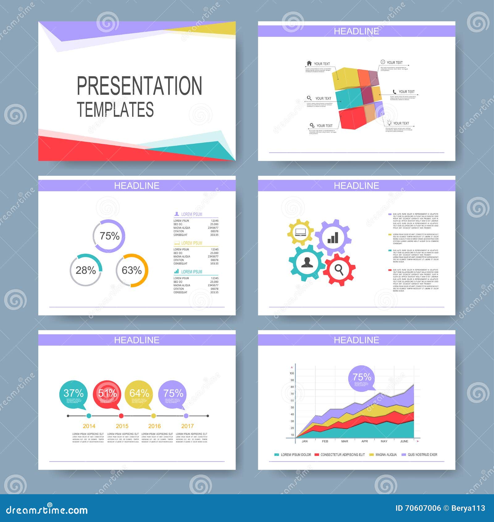 Set of Vector Templates for Multipurpose Presentation Slides. Modern ...