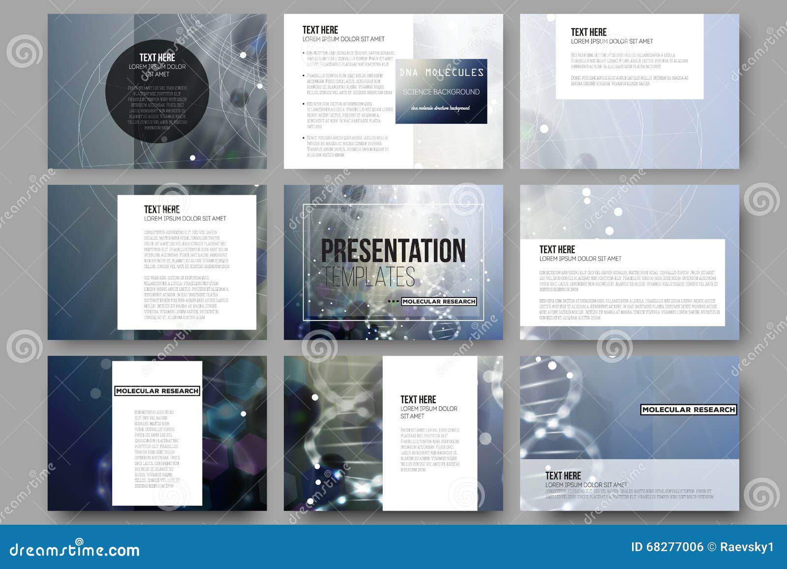 Set of 9 Vector Templates for Presentation Slides. DNA Molecule ...