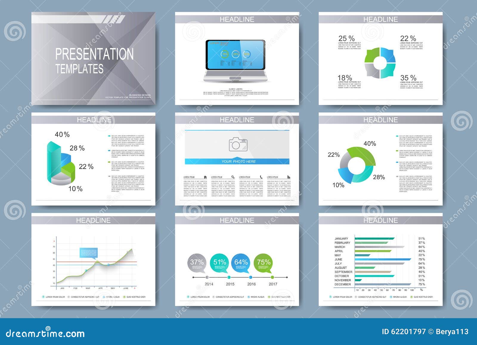 Set of Vector Templates for Presentation Slides. Modern Business Design ...