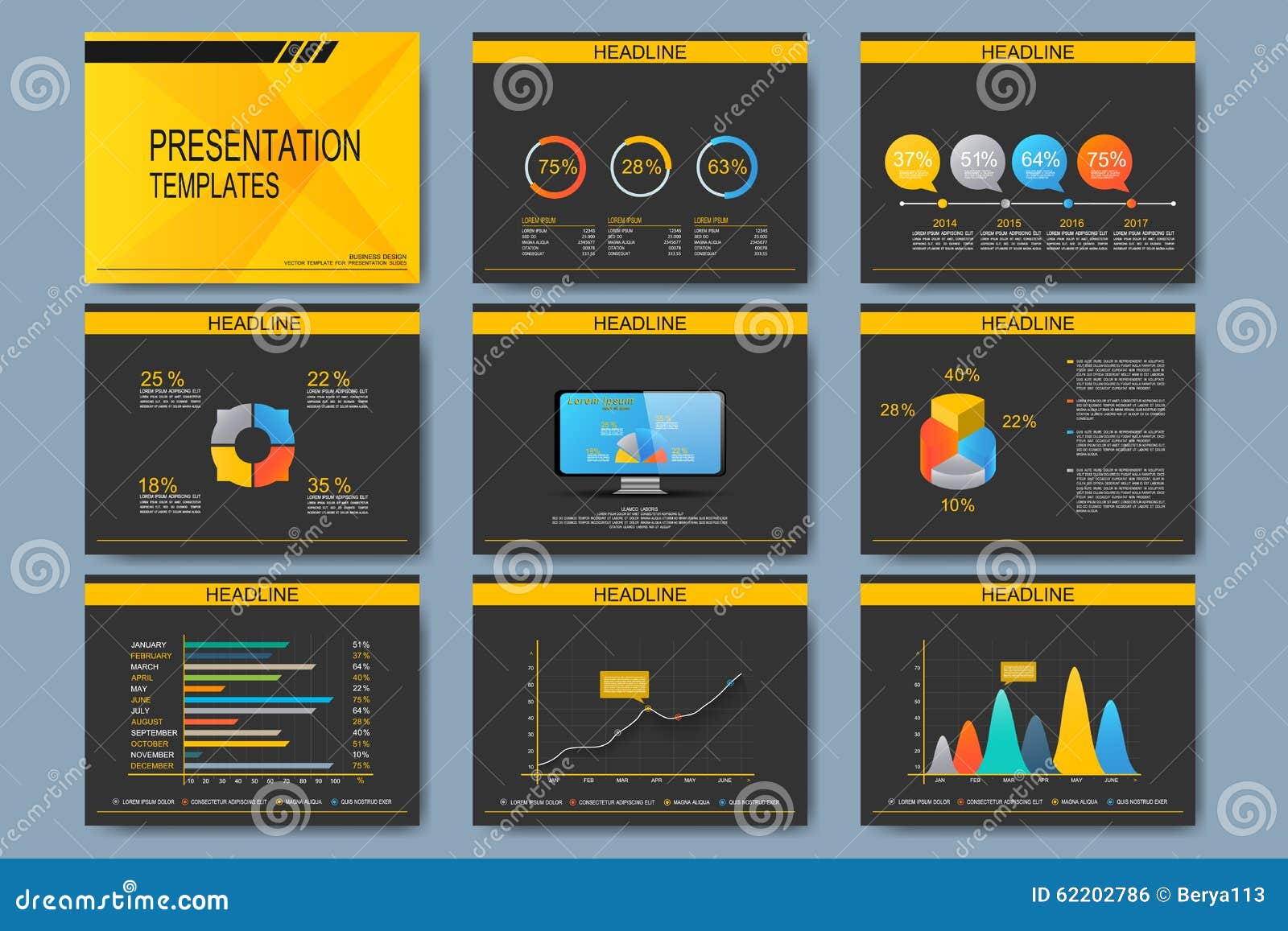 Set of Vector Templates for Presentation Slides. Modern Business Design ...