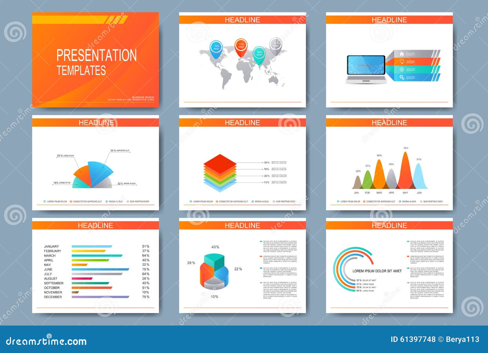 Set of Vector Templates for Presentation Slides. Modern Business Design ...