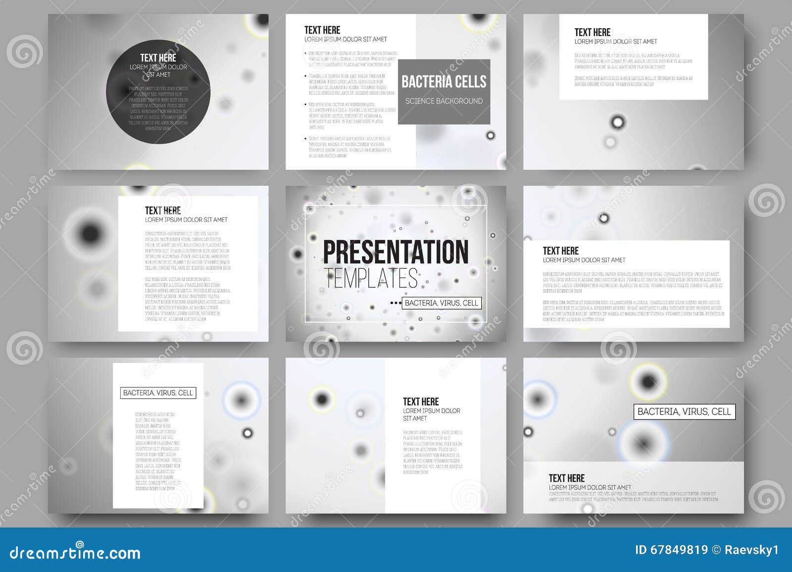 Set of 9 Vector Templates for Presentation Slides. Molecular Research ...