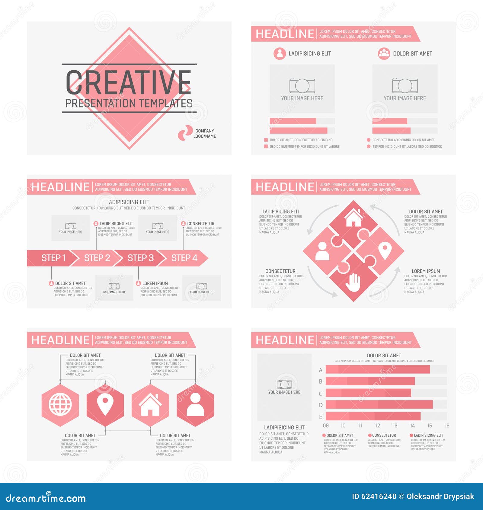 Set of 6 Vector Templates for Presentation Slides Stock Vector ...