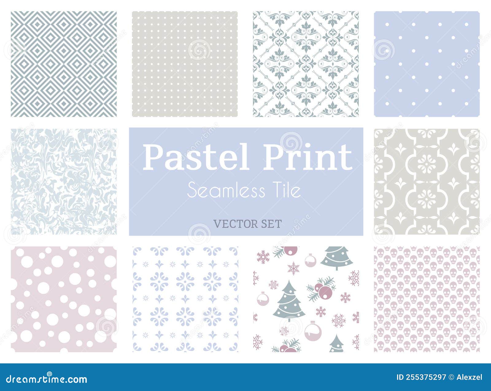 Set of Vector Tiled Seamless Collection of Modern Stylish Pastel Stock ...
