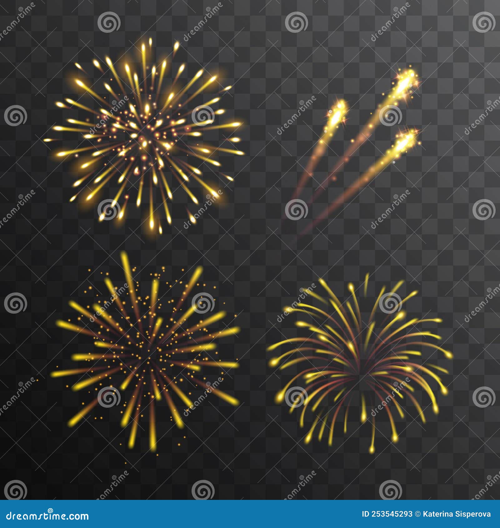 Gold Fireworks, Olden Firework On Black Background Design. 2024 ...