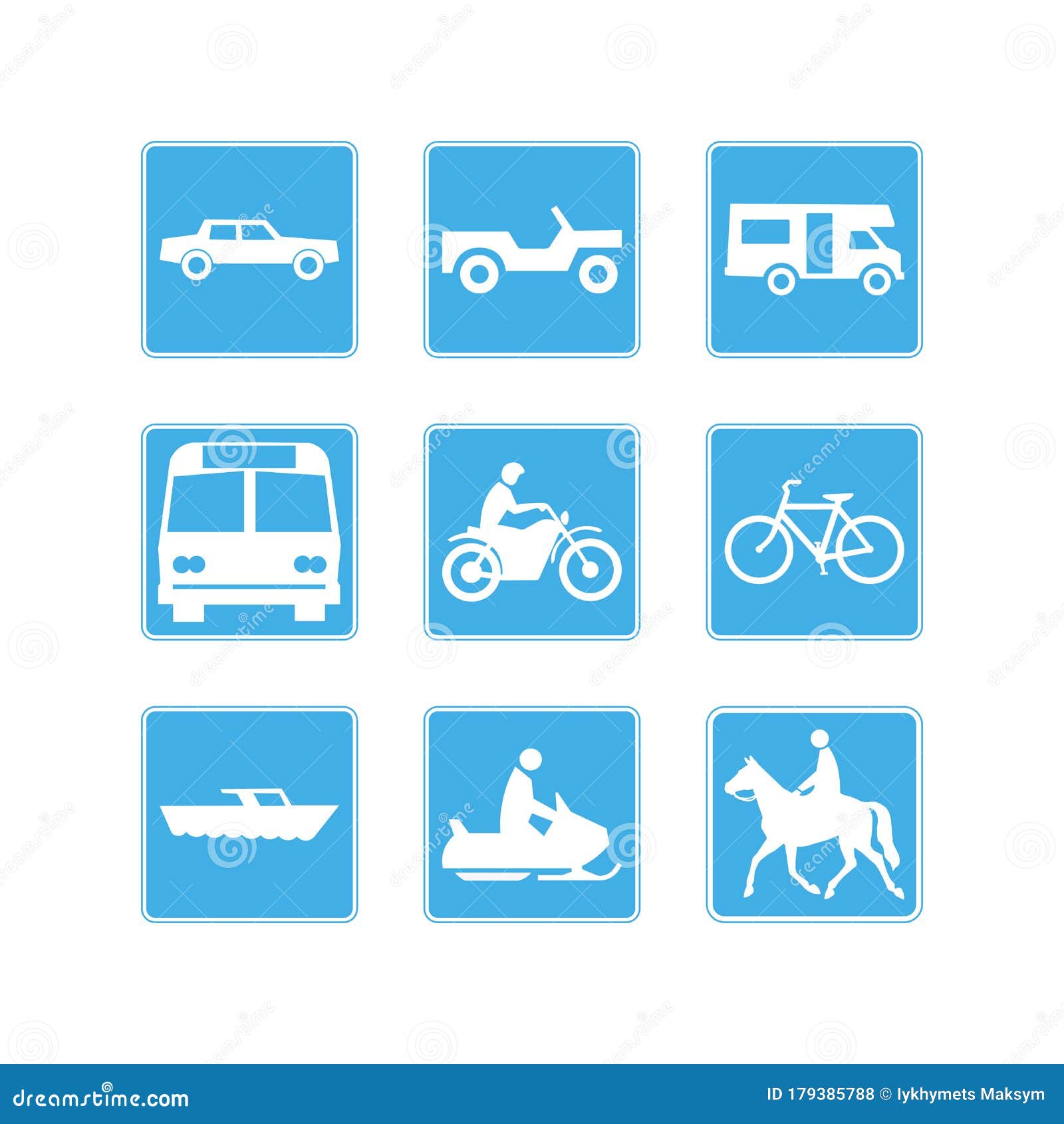 Set of Vector Transportation Icon on Blue Background Vector ...