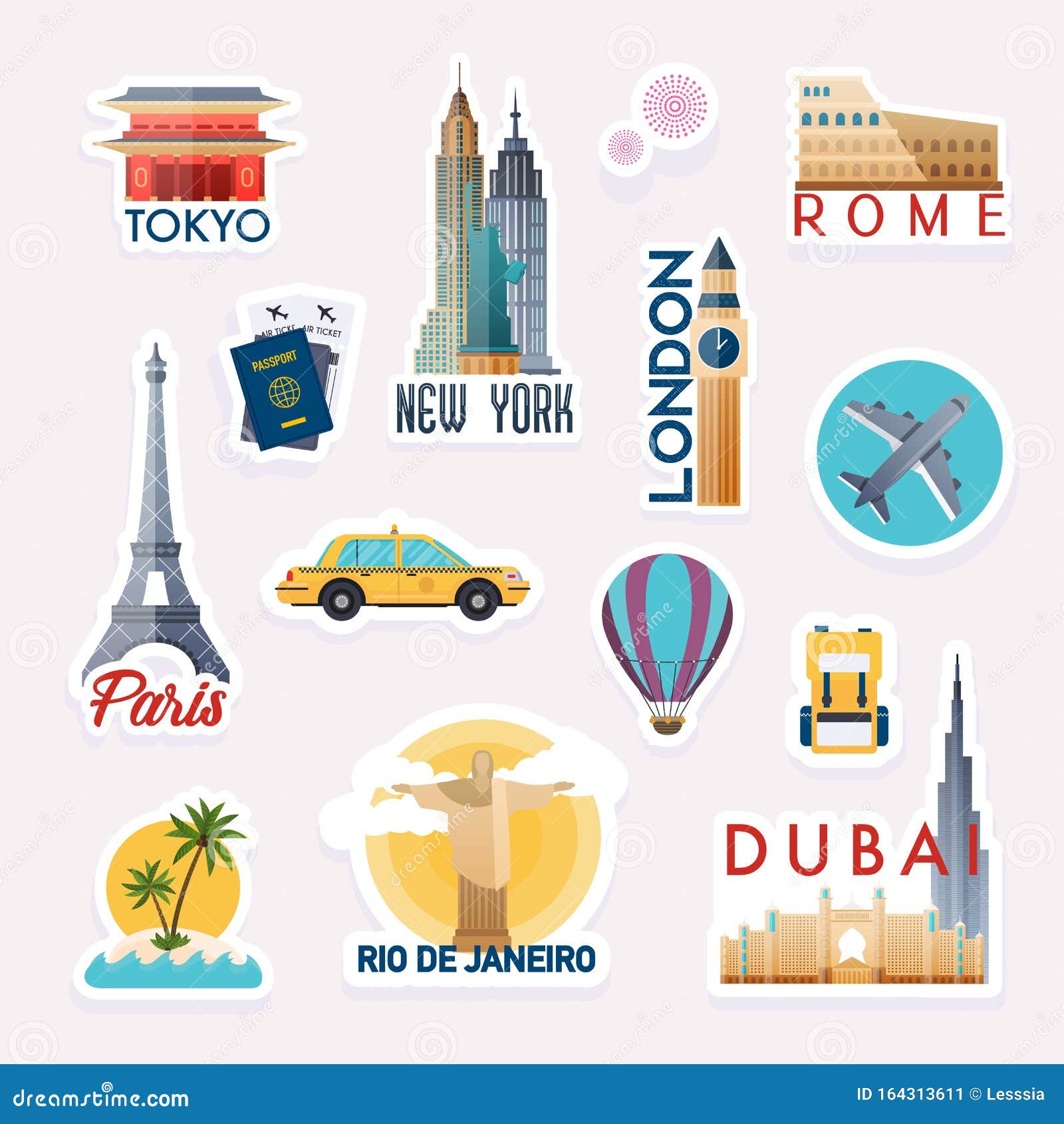 Set of Vector Travelling Stickers. Stickers and Elements Set with ...
