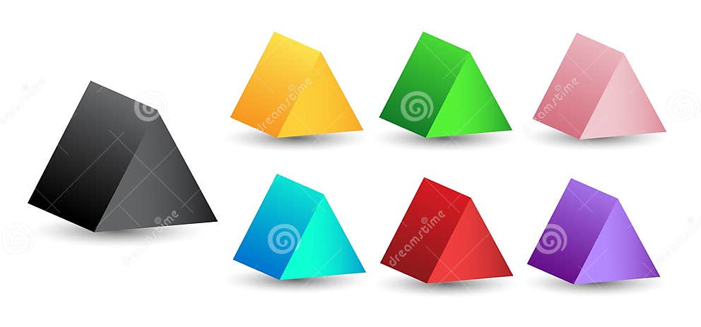 Set of Vector Triangular Prisms with Gradients and Shadow for Game ...