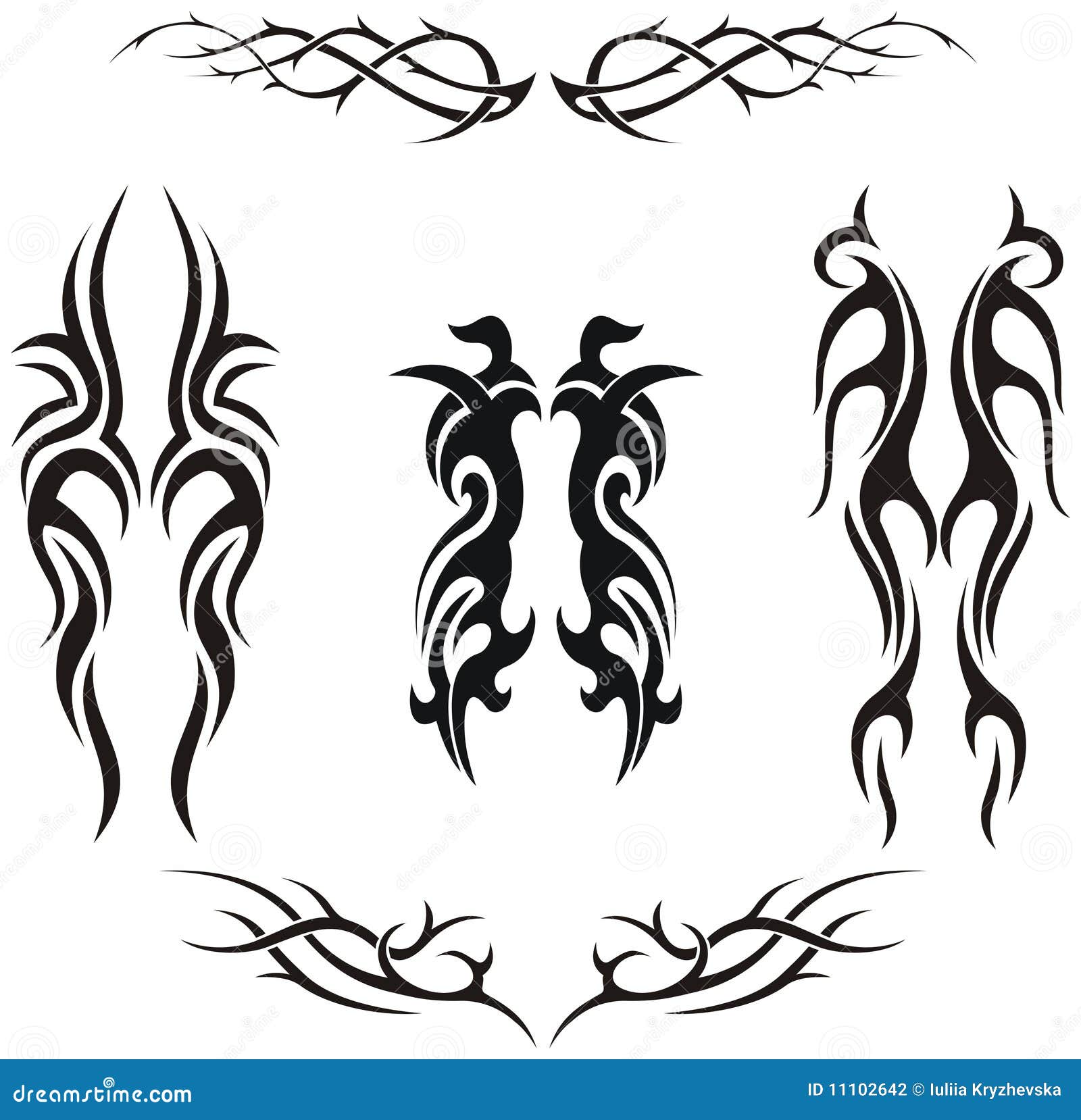Set of Vector Tribal Tattoos Stock Vector - Illustration of collection ...