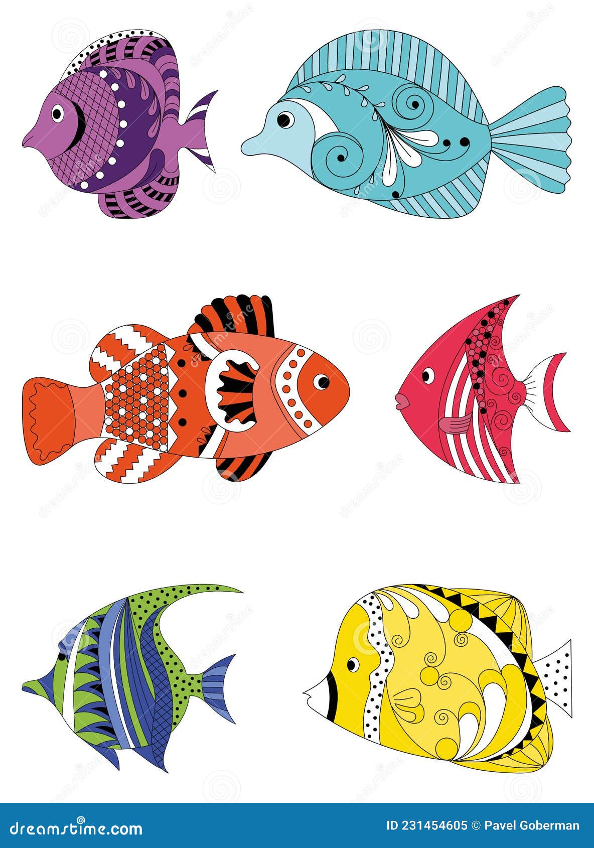 A Set of Vector Tropical Fish with a Pattern Stock Vector ...