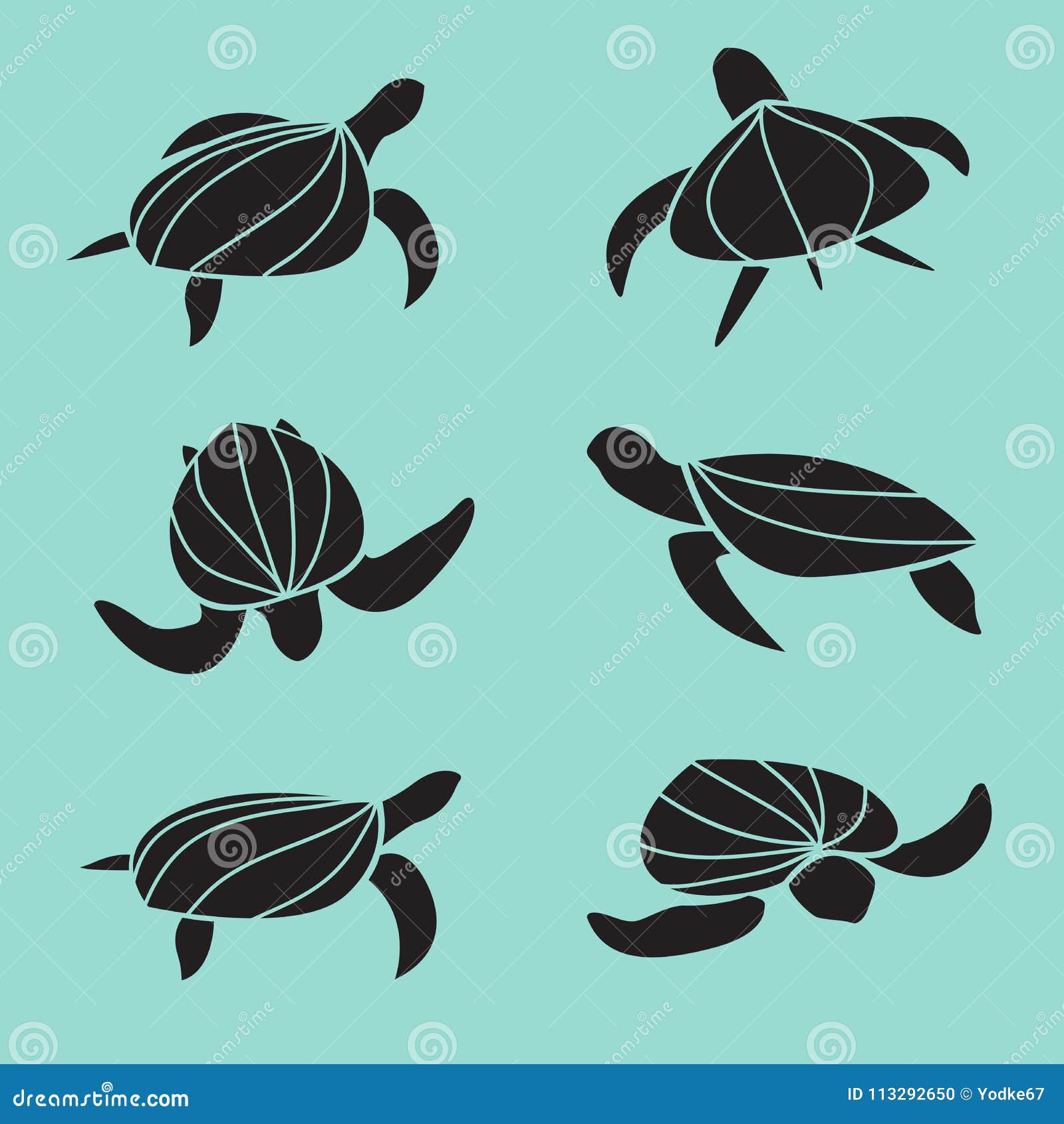 Vector Of Turtle Black Design On A White Background. Reptile. Animals ...
